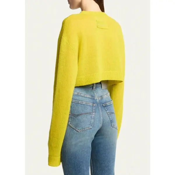 Balenciaga Cashmere Open-knit Crop Sweater - Gold