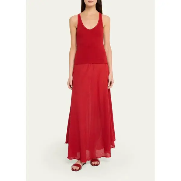 All Three Claire Ribbed Tank Top - Red
