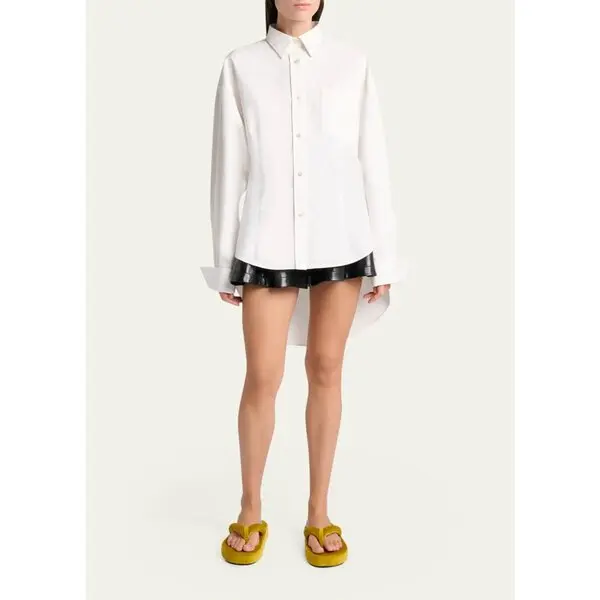 Balenciaga Organdi Cotton-silk Poplin Cocoon Collared Shirt
