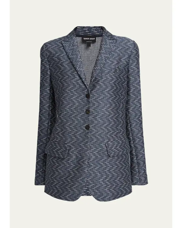 Giorgio Armani Zigzag Jacquard Cashmere Single-breasted Jacket