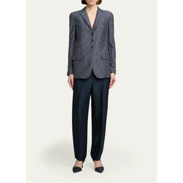 Giorgio Armani Zigzag Jacquard Cashmere Single-breasted Jacket