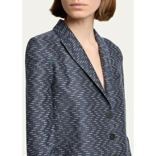Giorgio Armani Zigzag Jacquard Cashmere Single-breasted Jacket