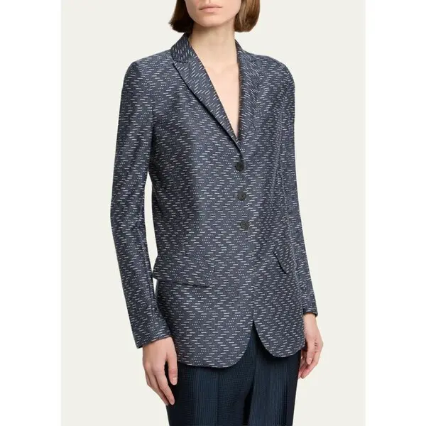 Giorgio Armani Zigzag Jacquard Cashmere Single-breasted Jacket