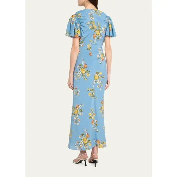Veronica Beard Huntleigh Floral Midi Dress - Blue River