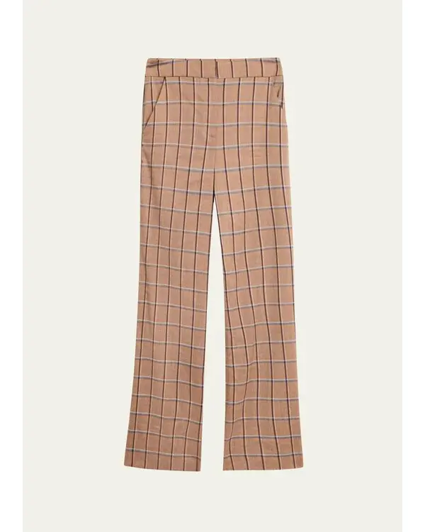 Veronica Beard Tonelli Plaid Wide-leg Pants