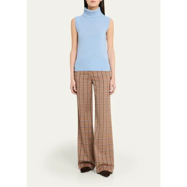 Veronica Beard Tonelli Plaid Wide-leg Pants