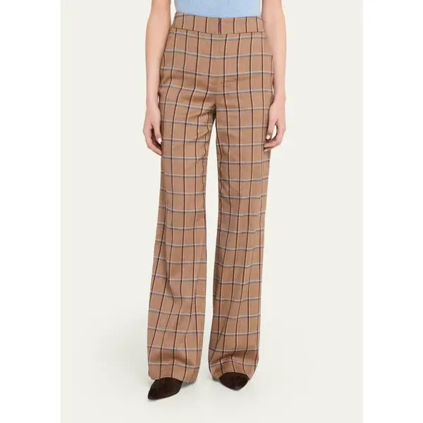 Veronica Beard Tonelli Plaid Wide-leg Pants