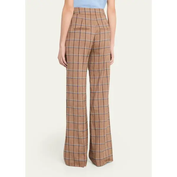 Veronica Beard Tonelli Plaid Wide-leg Pants