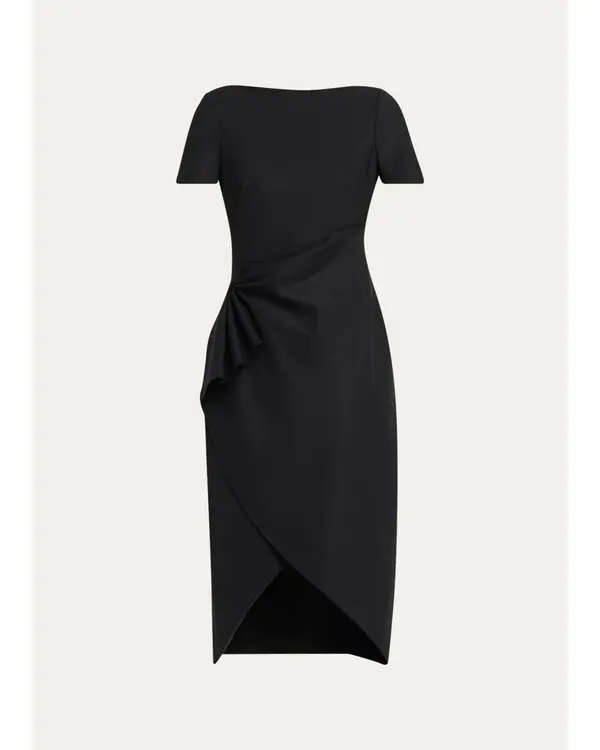 Oscar De La Renta Short-sleeve Draped Midi Dress - Black