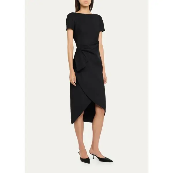 Oscar De La Renta Short-sleeve Draped Midi Dress