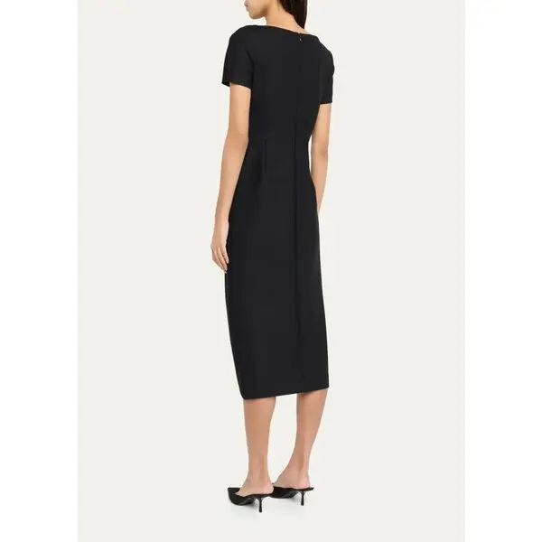 Oscar De La Renta Short-sleeve Draped Midi Dress