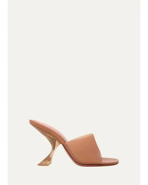 Amina Muaddi 90mm Taylor Transparent Slippers - Latte
