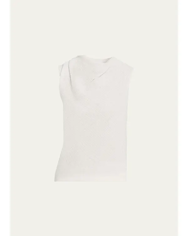 Vince Shadow Grid Cowl-neck Top