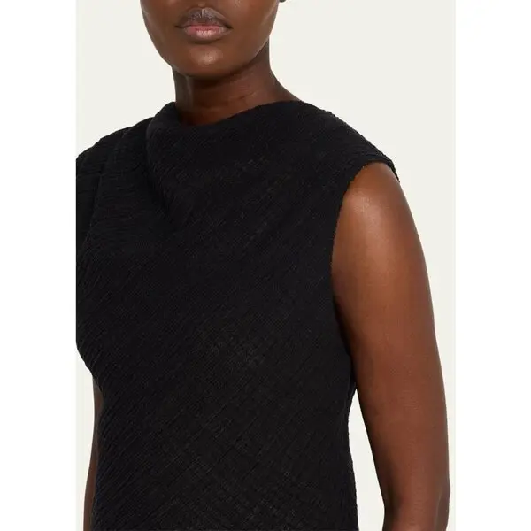 Vince Shadow Grid Cowl-neck Top