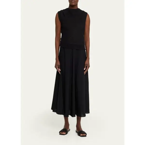 Vince Shadow Grid Cowl-neck Top