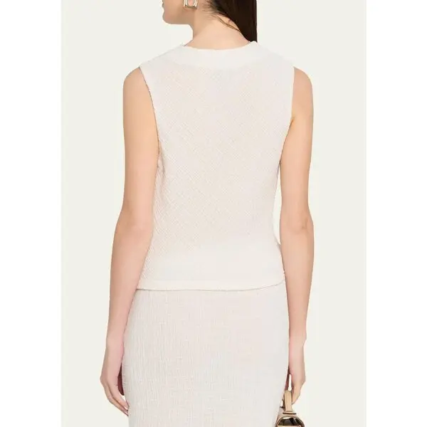 Vince Shadow Grid Cowl-neck Top