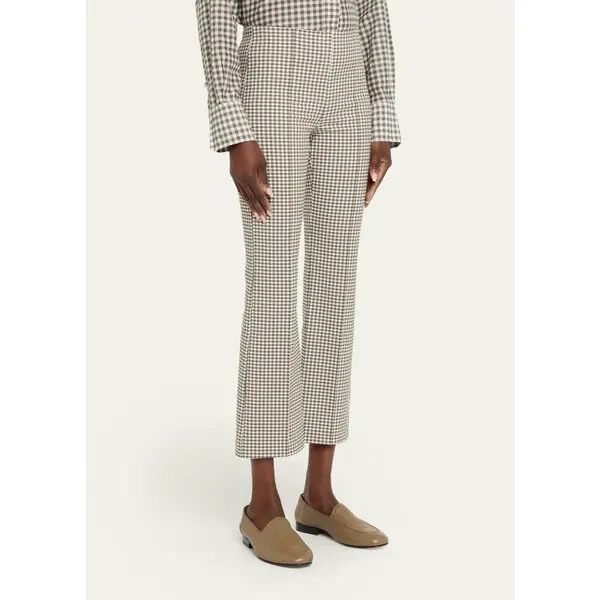Vince Niki Gingham Mid-rise Crop Flare Pants