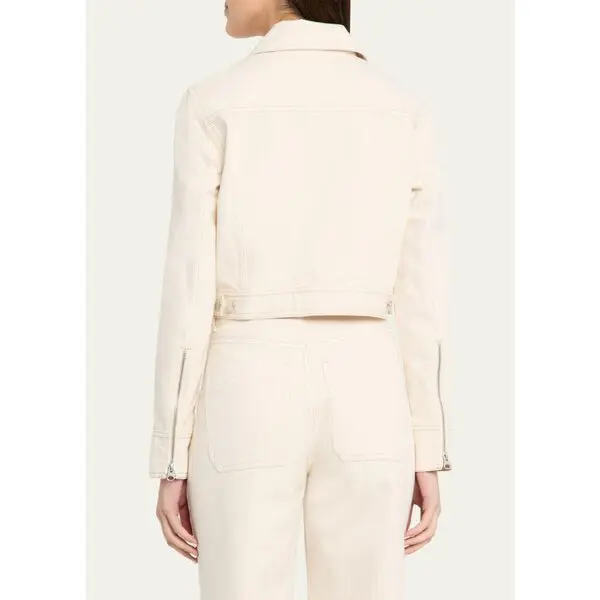 Veronica Beard Patty Cropped Denim Moto Jacket