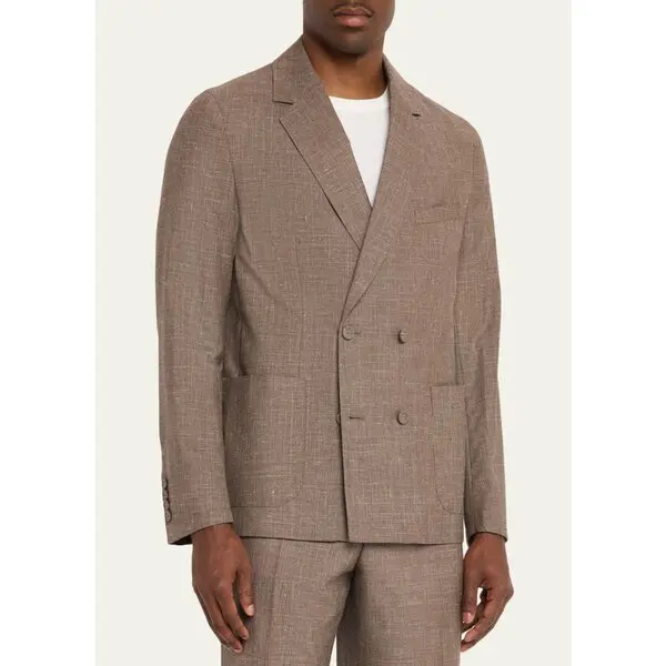 Officine Générale Light Brown Wool Leon Double-breasted Sport Coat
