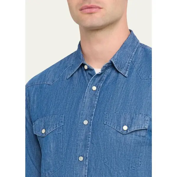 Officine Générale Maverick Snap-front Chambray Western Shirt