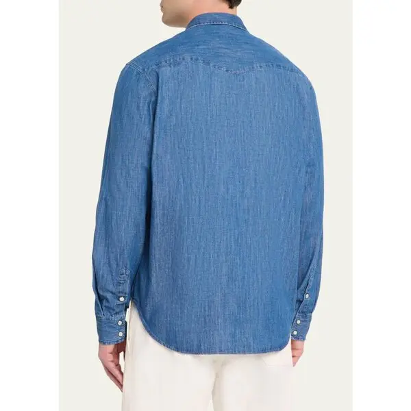 Officine Générale Maverick Snap-front Chambray Western Shirt