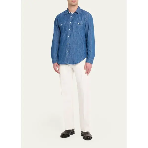 Officine Générale Maverick Snap-front Chambray Western Shirt