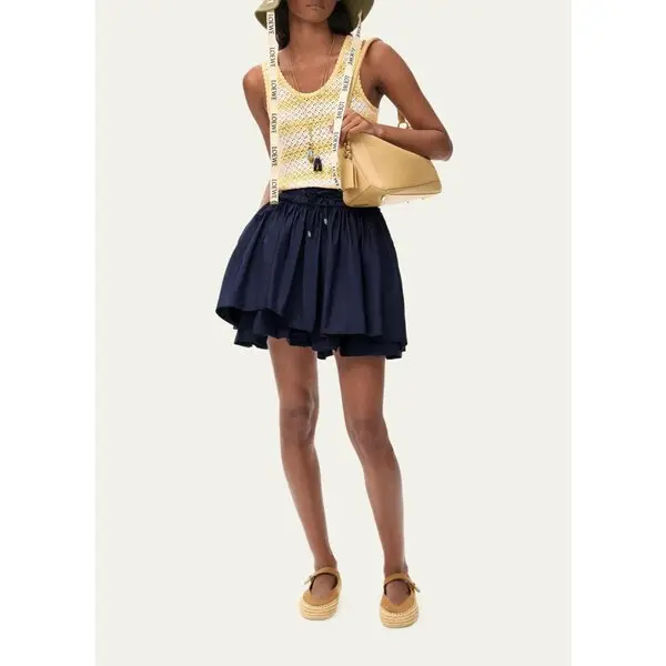 Loewe X Paula's Ibiza Layered Cotton Drawstring Mini Skirt