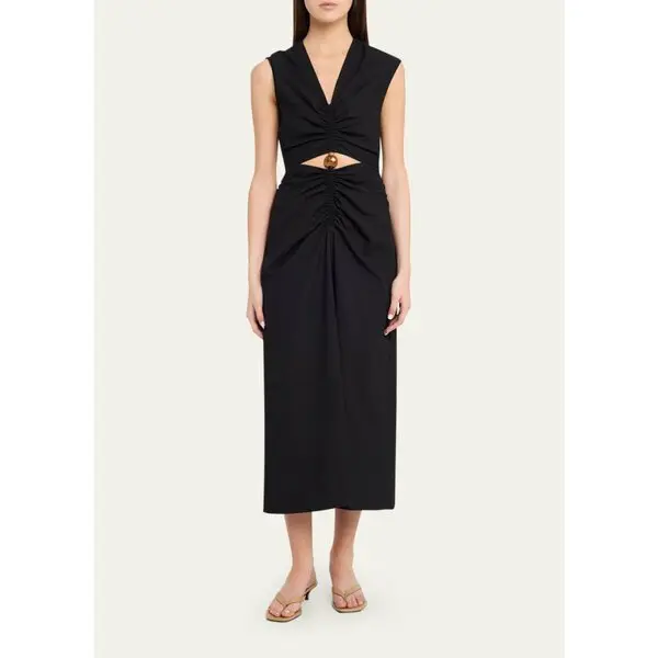Veronica Beard Marisabel Cutout Crepe Midi Dress - Black
