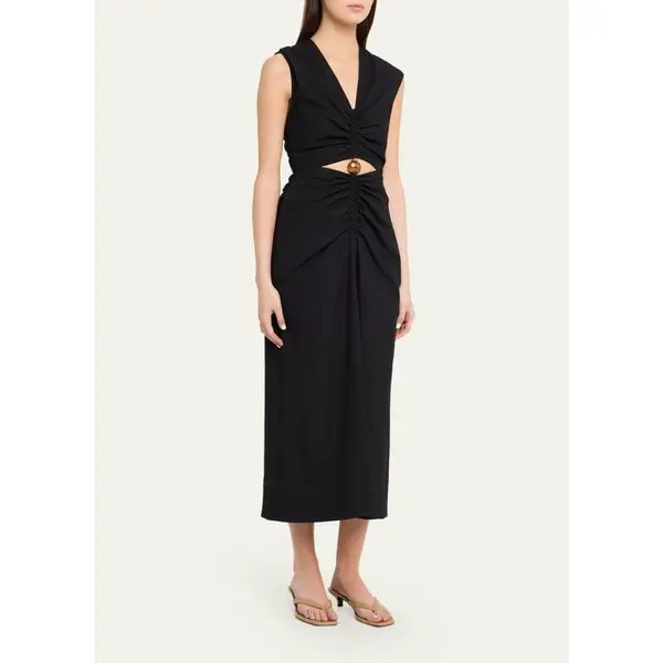 Veronica Beard Marisabel Cutout Crepe Midi Dress - Black