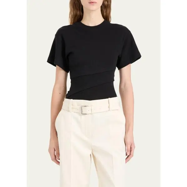 Proenza Schouler Hilma Pleated Cotton-blend Top - Black