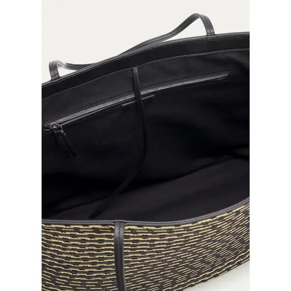 THE ROW Beau Striped Raffia & Leather Tote Bag