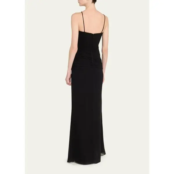 Rebecca Vallance Astros Draped Crystal-trim Halter Gown