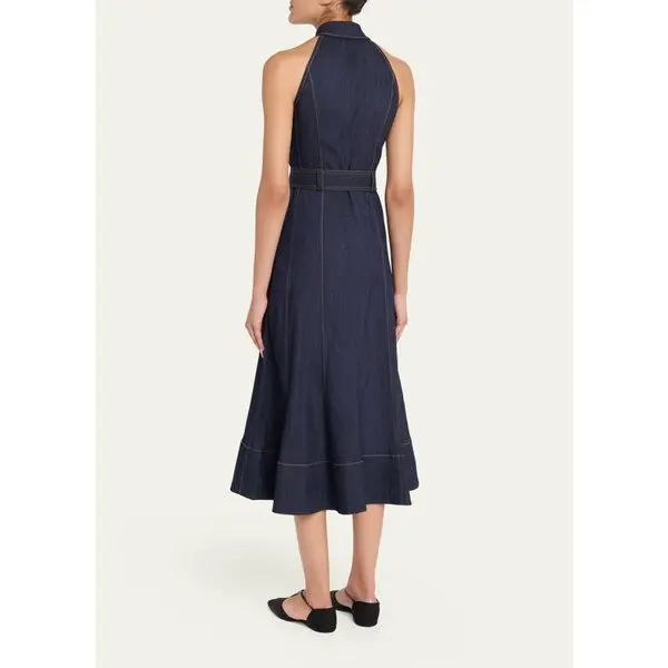 Cinq À Sept Adina Belted Denim Midi Dress