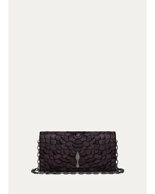 CHRISTIAN LOUBOUTIN Bettina Feather Clutch Bag In Silk Satin