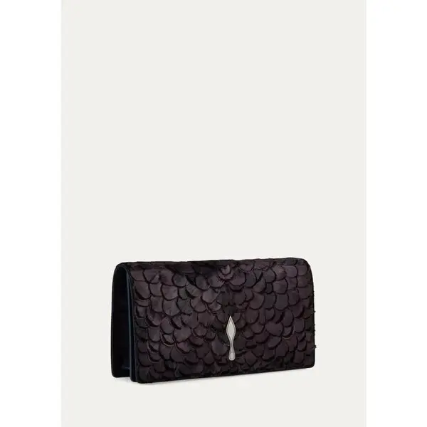 CHRISTIAN LOUBOUTIN Bettina Feather Clutch Bag In Silk Satin