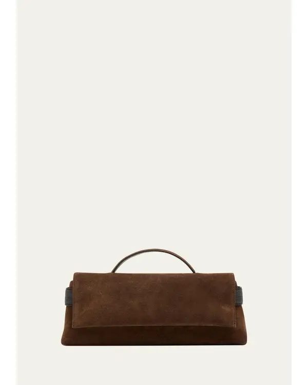 Brunello Cucinelli Essence Monili-trim Suede Top-handle Bag