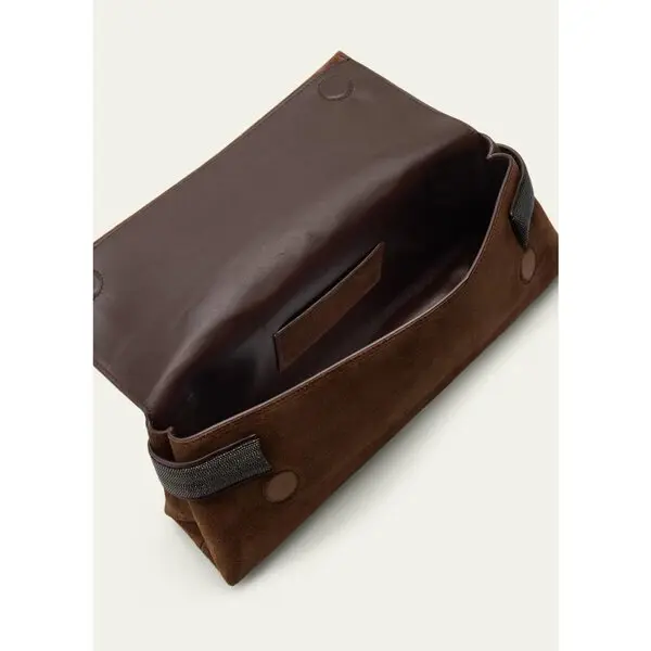 Brunello Cucinelli Essence Monili-trim Suede Top-handle Bag