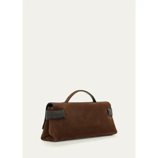 Brunello Cucinelli Essence Monili-trim Suede Top-handle Bag
