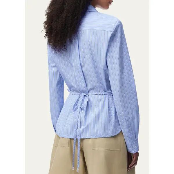 Loewe X Paula's Ibiza Striped Cotton Button-down Wrap Shirt