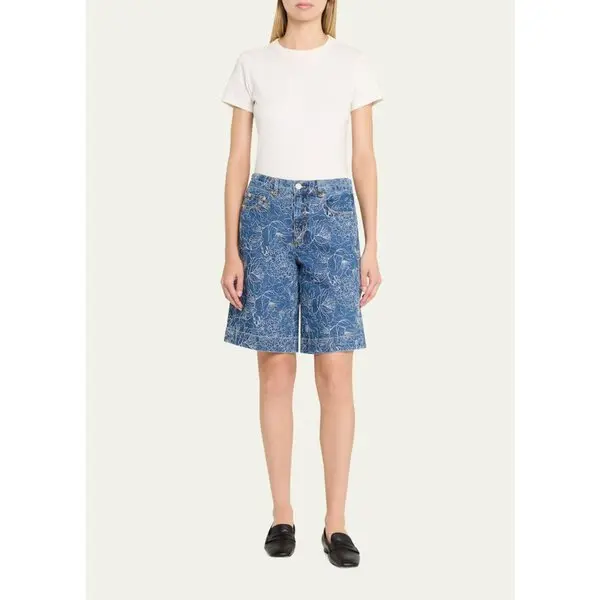 Cinq À Sept Betsy Garden Doodle Denim Shorts