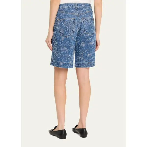 Cinq À Sept Betsy Garden Doodle Denim Shorts