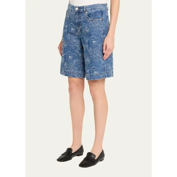 Cinq À Sept Betsy Garden Doodle Denim Shorts