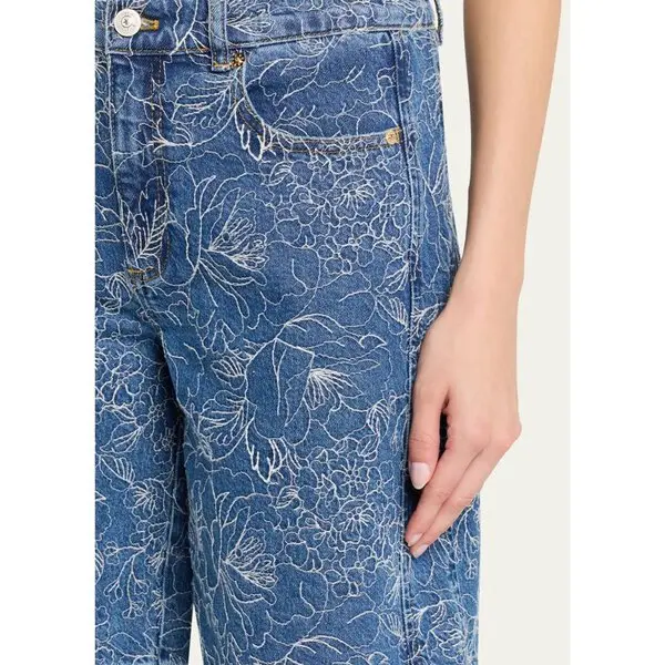 Cinq À Sept Betsy Garden Doodle Denim Shorts