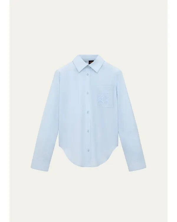 Loewe X Paula's Ibiza Ruffle-back Cotton-blend Button-down Shirt