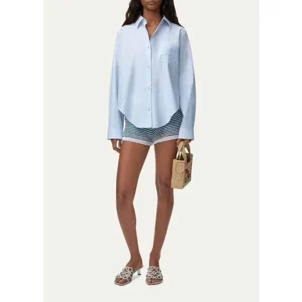 Loewe X Paula's Ibiza Ruffle-back Cotton-blend Button-down Shirt