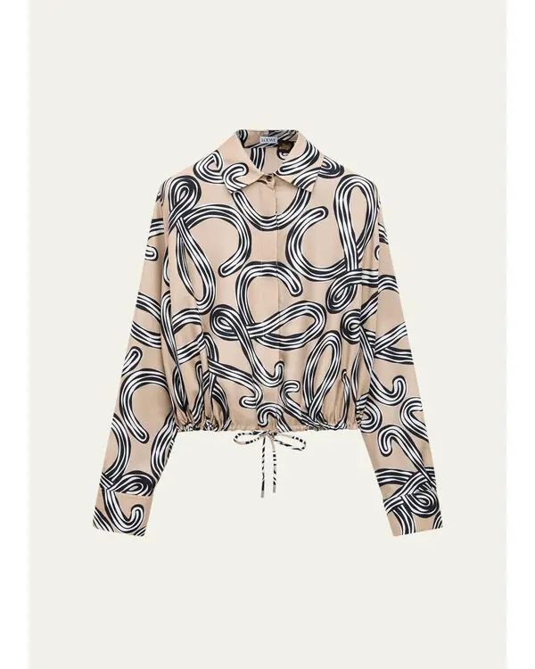 Loewe X Paula's Ibiza Abstract-print Silk Drawstring Balloon Shirt