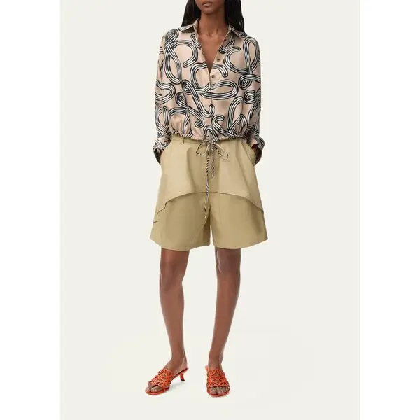 Loewe X Paula's Ibiza Abstract-print Silk Drawstring Balloon Shirt