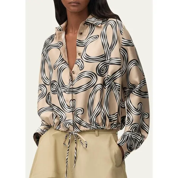 Loewe X Paula's Ibiza Abstract-print Silk Drawstring Balloon Shirt