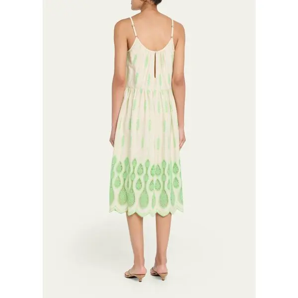 Ramy Brook Sandra Embroidered Midi Dress - Bright Lime