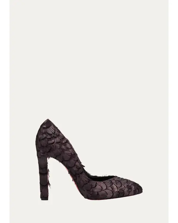CHRISTIAN LOUBOUTIN 100mm Fanny Silk Feather Pumps - Black